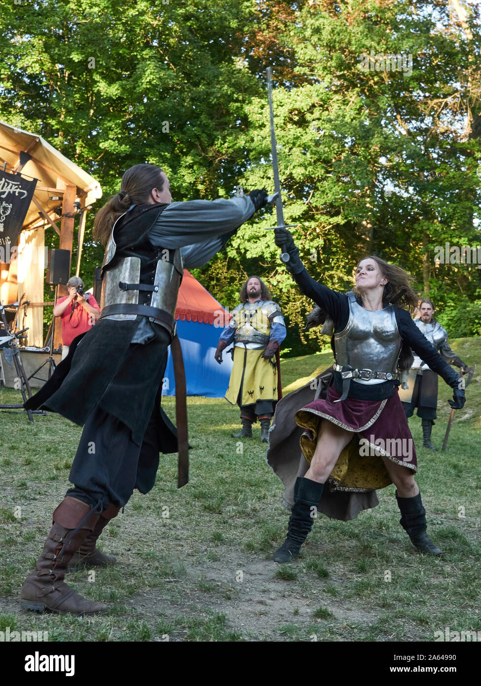 Middle age sword fighters in close combat Stock Photo - Alamy