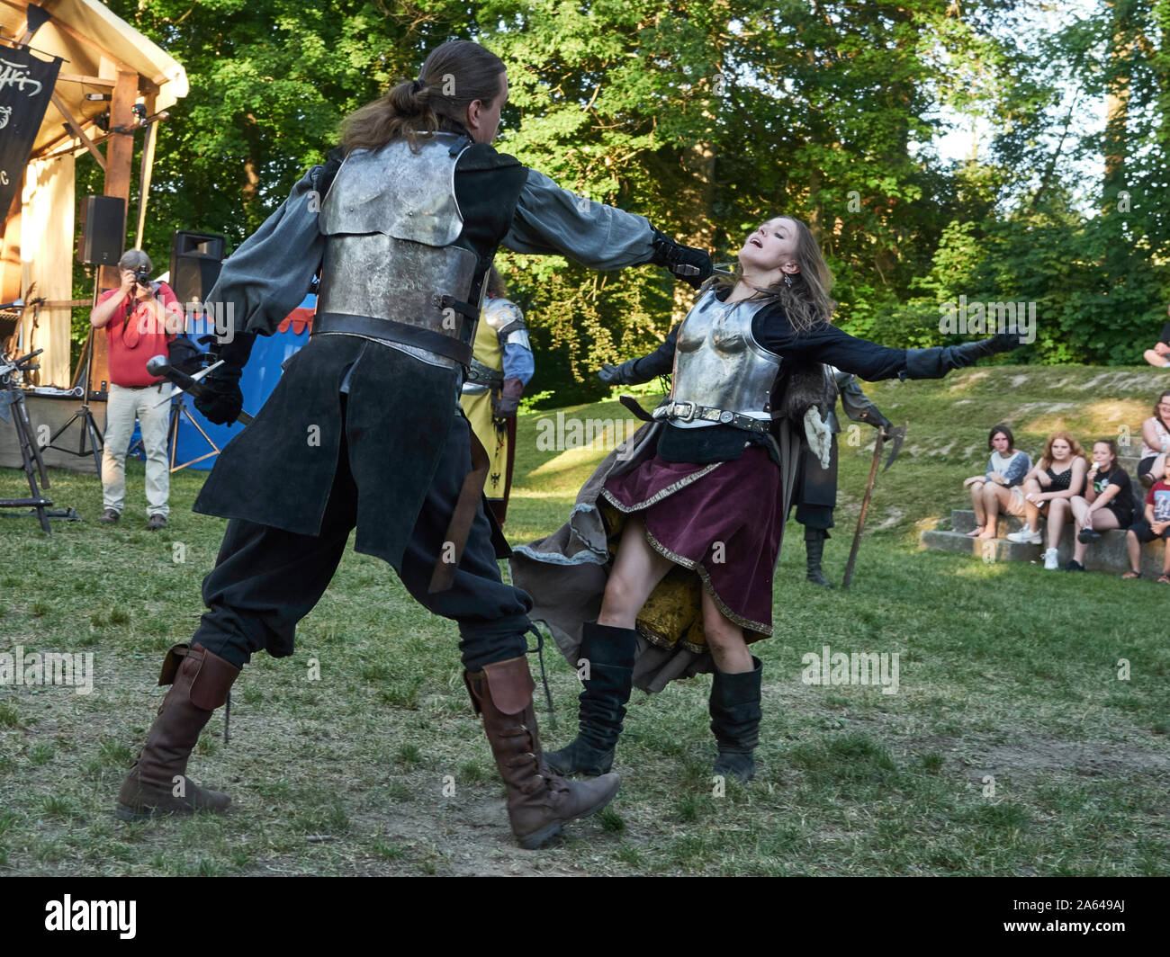 Middle age sword fighters in close combat Stock Photo - Alamy