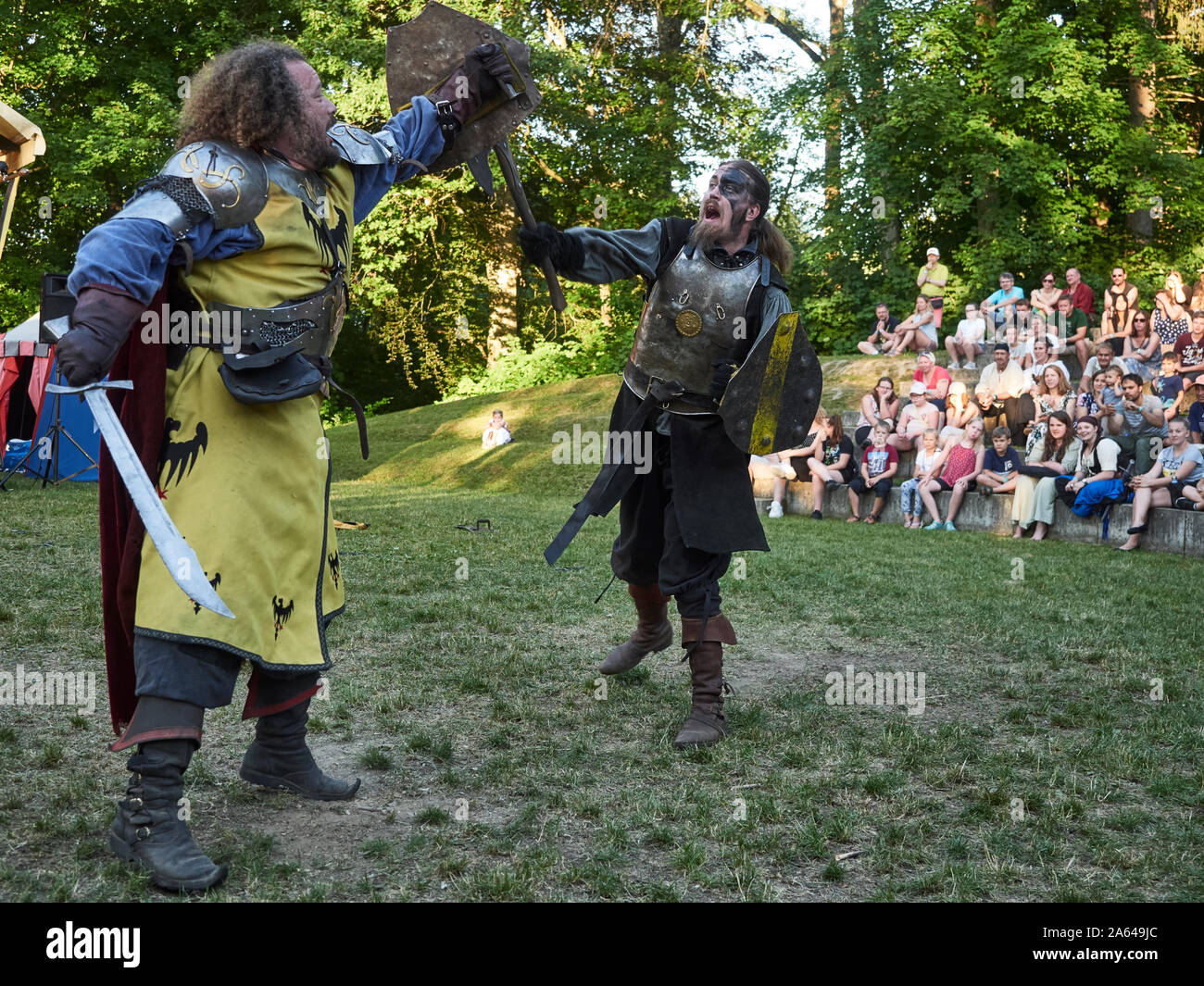 Middle age sword fighters in close combat Stock Photo - Alamy