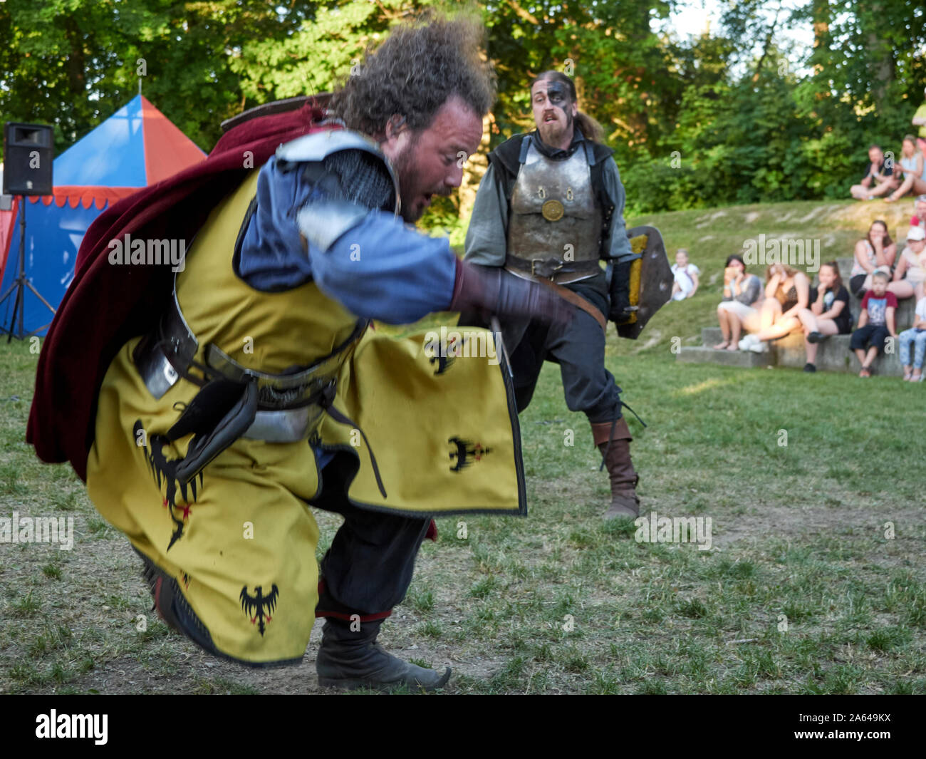 Middle age sword fighters in close combat Stock Photo - Alamy