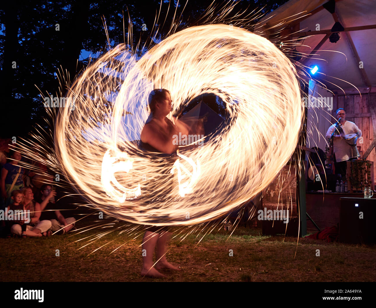 Fire jugglers on middle age market Stock Photo - Alamy