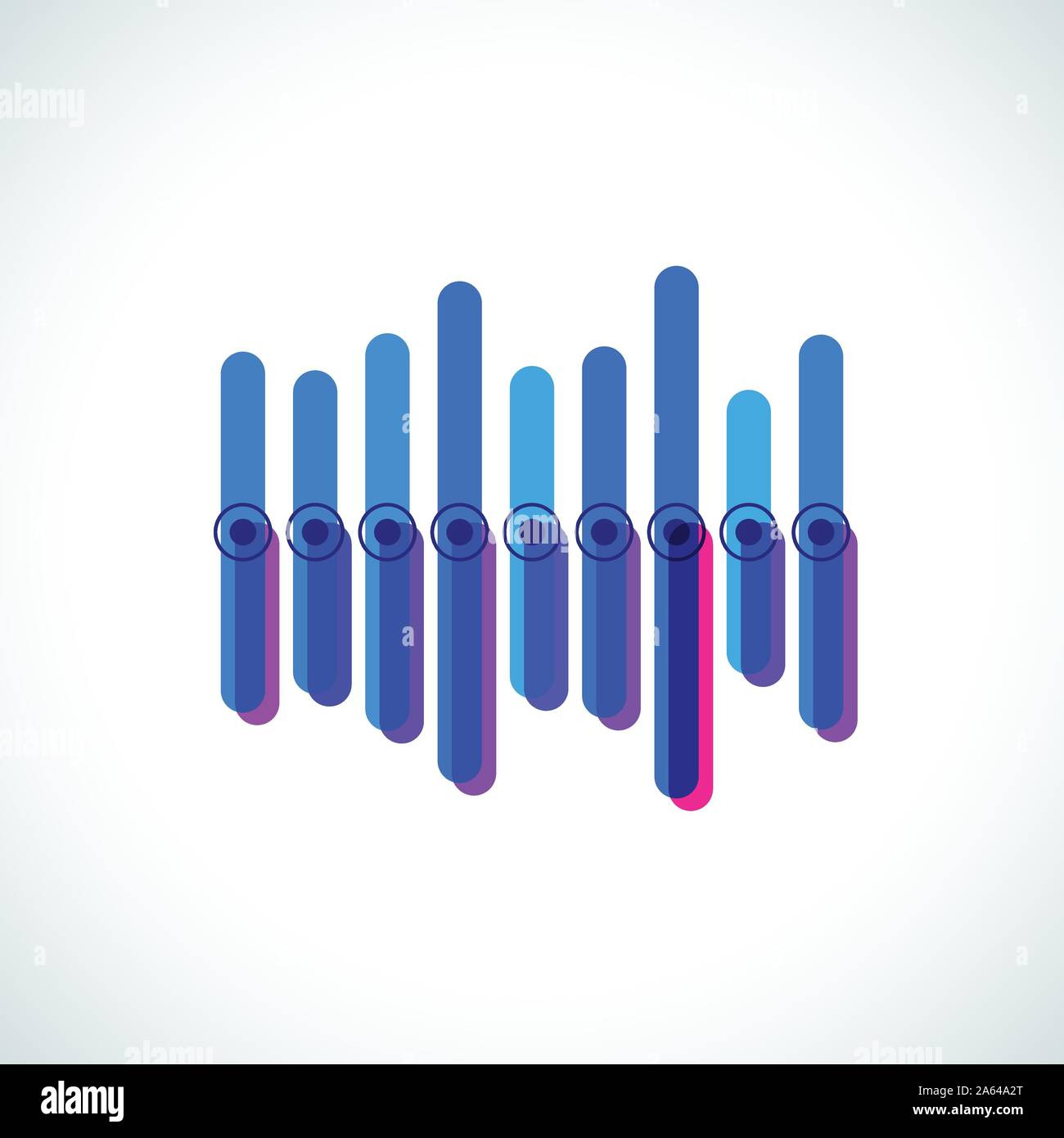 Infographics with blue overlapping bars and central dots Stock Vector ...