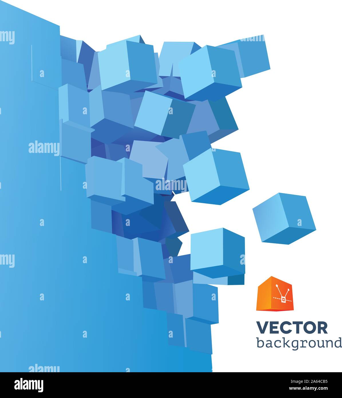 Vector 3D explosion background with cubical particles Stock Vector ...