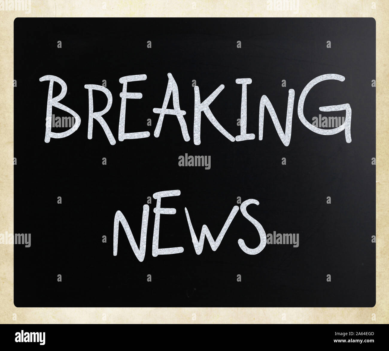 "Breaking news" handwritten with white chalk on a blackboard Stock ...
