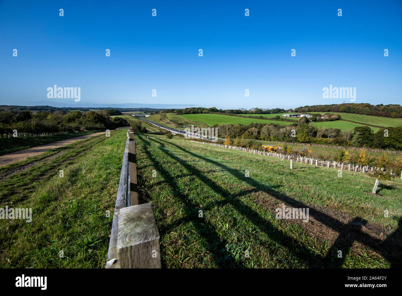 Greenway path in Combe Valley, East Sussex, England, used by walkers ...