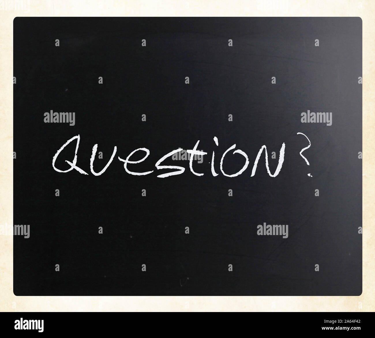 "Question" handwritten with white chalk on a blackboard Stock Photo - Alamy