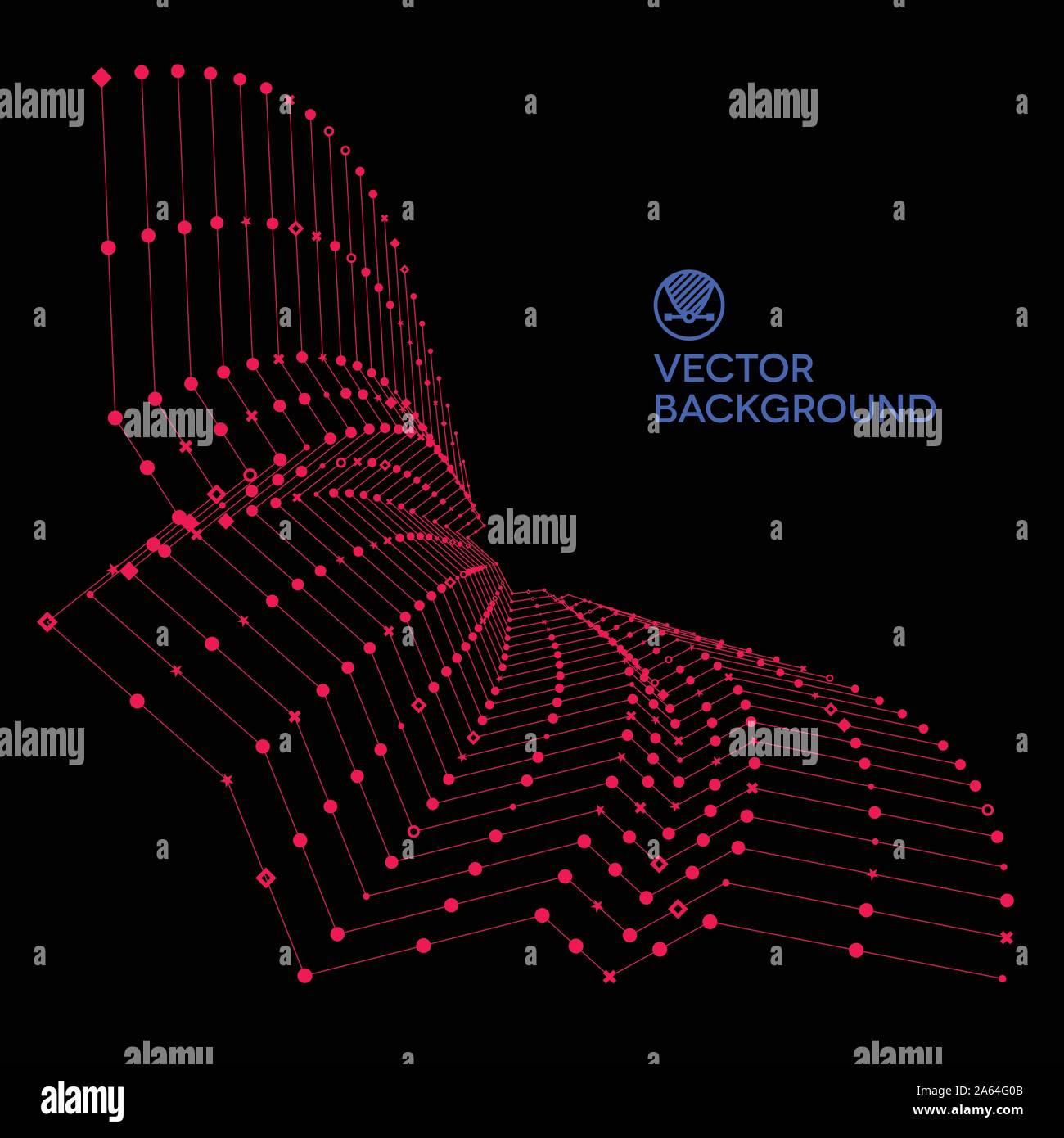 Wavy grid made of connected dots with signs Stock Vector Image & Art ...