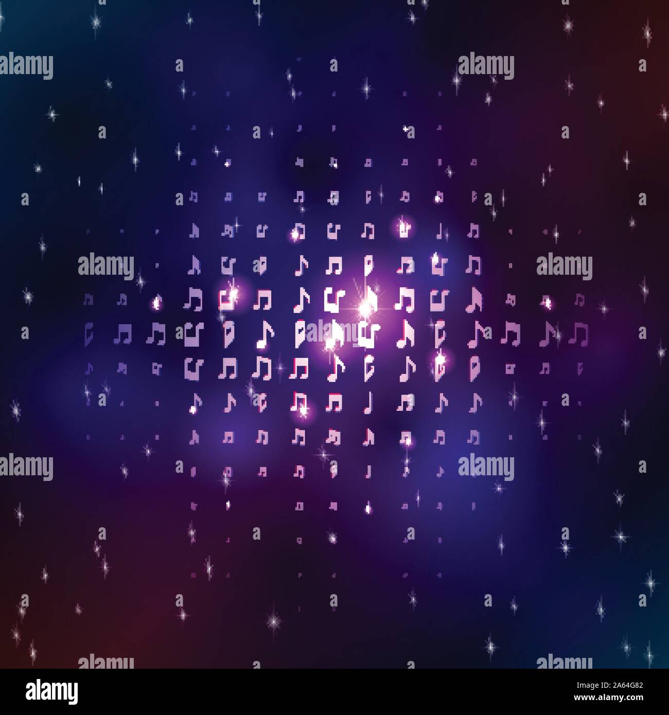 Music notes in space background with shiny stars Stock Vector Image ...
