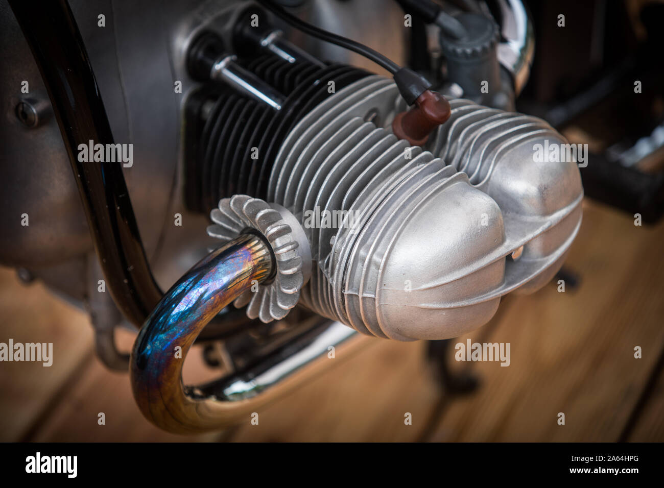 Color detail of a vintage motorcycle boxer engine Stock Photo - Alamy
