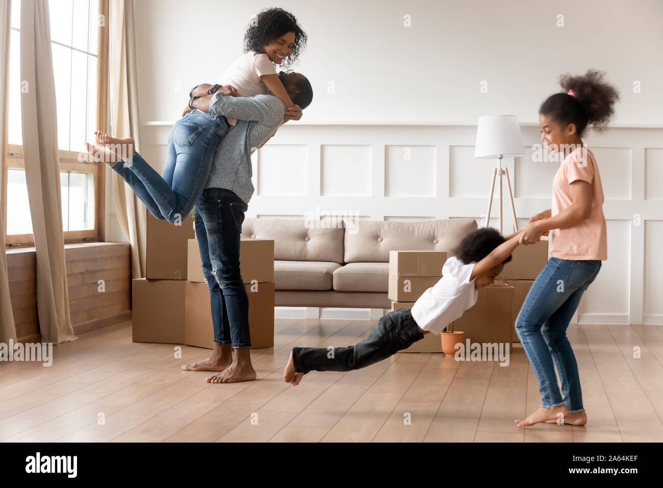 Excited black children hi-res stock photography and images - Alamy