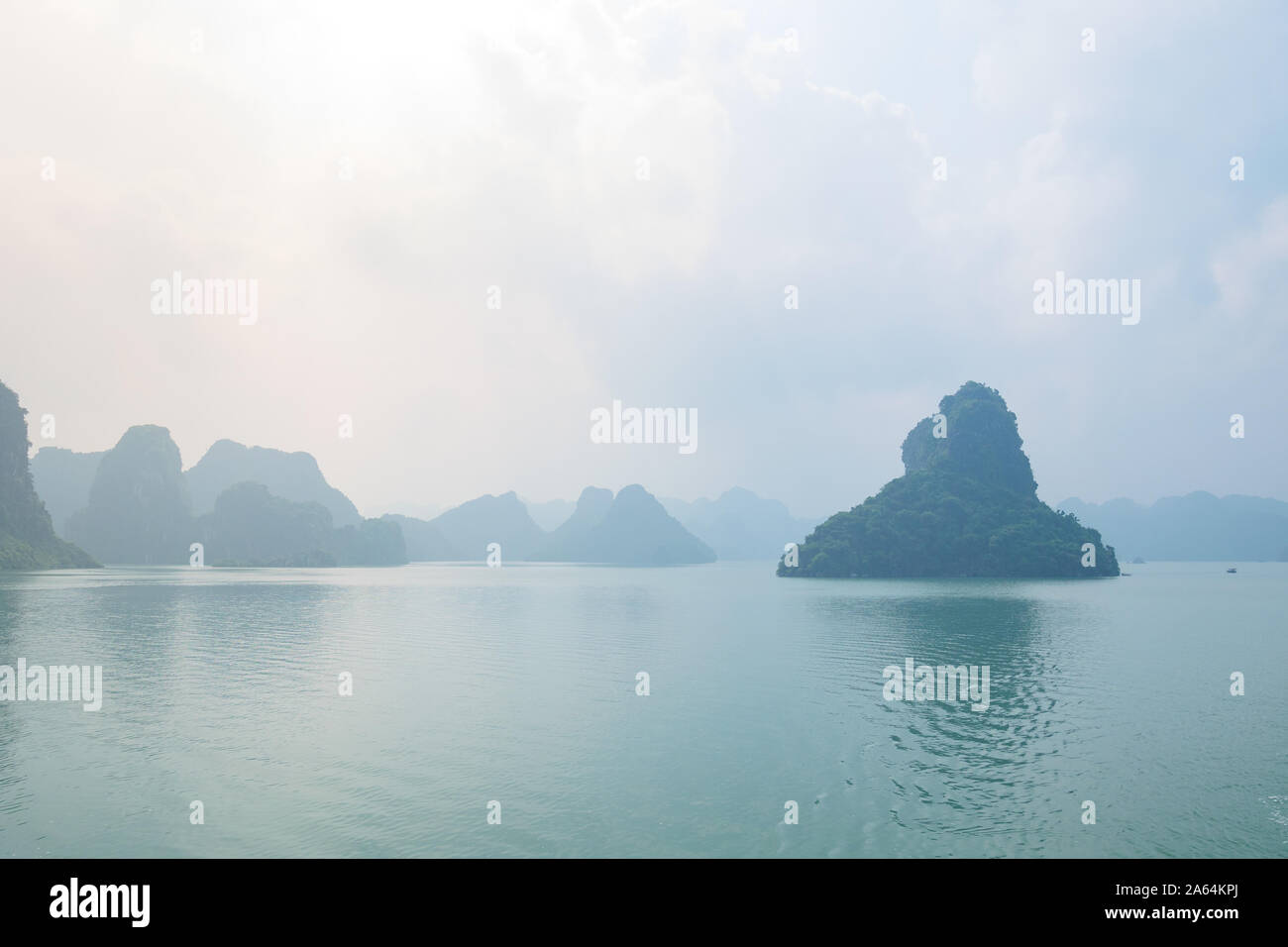 Ha Long Bay, unique limestone rock islands and karst formation peaks in ...