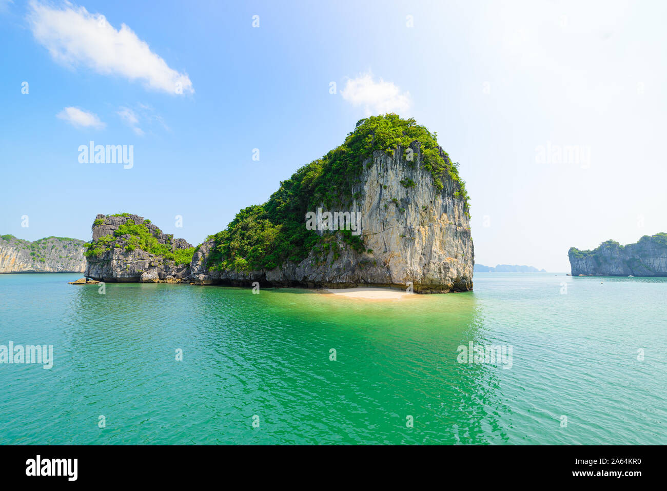 Ha Long Bay, unique limestone rock islands and karst formation peaks in ...