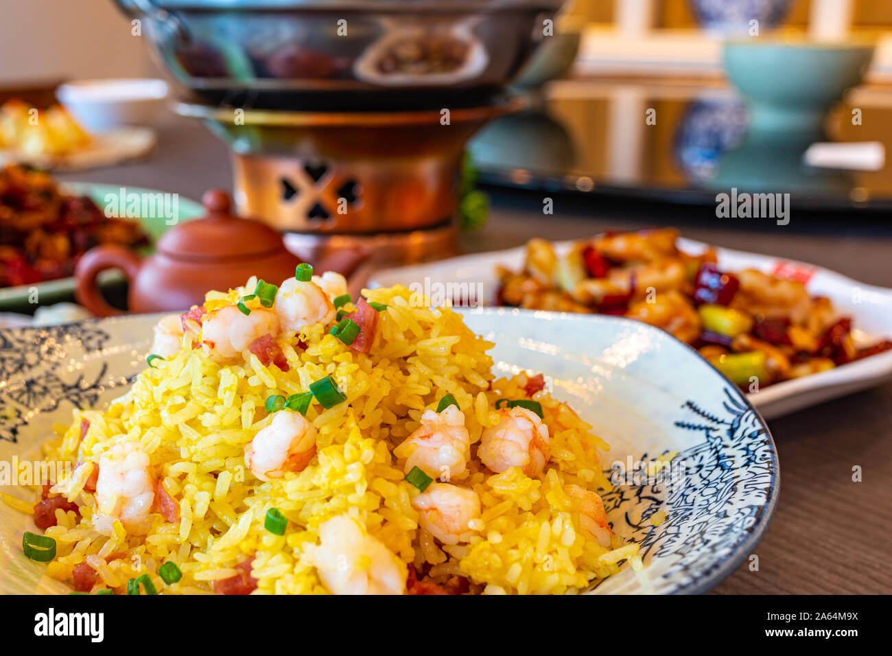 Asia Chinese China food cuisine. Authentic Yangzhou fried rice with egg ...