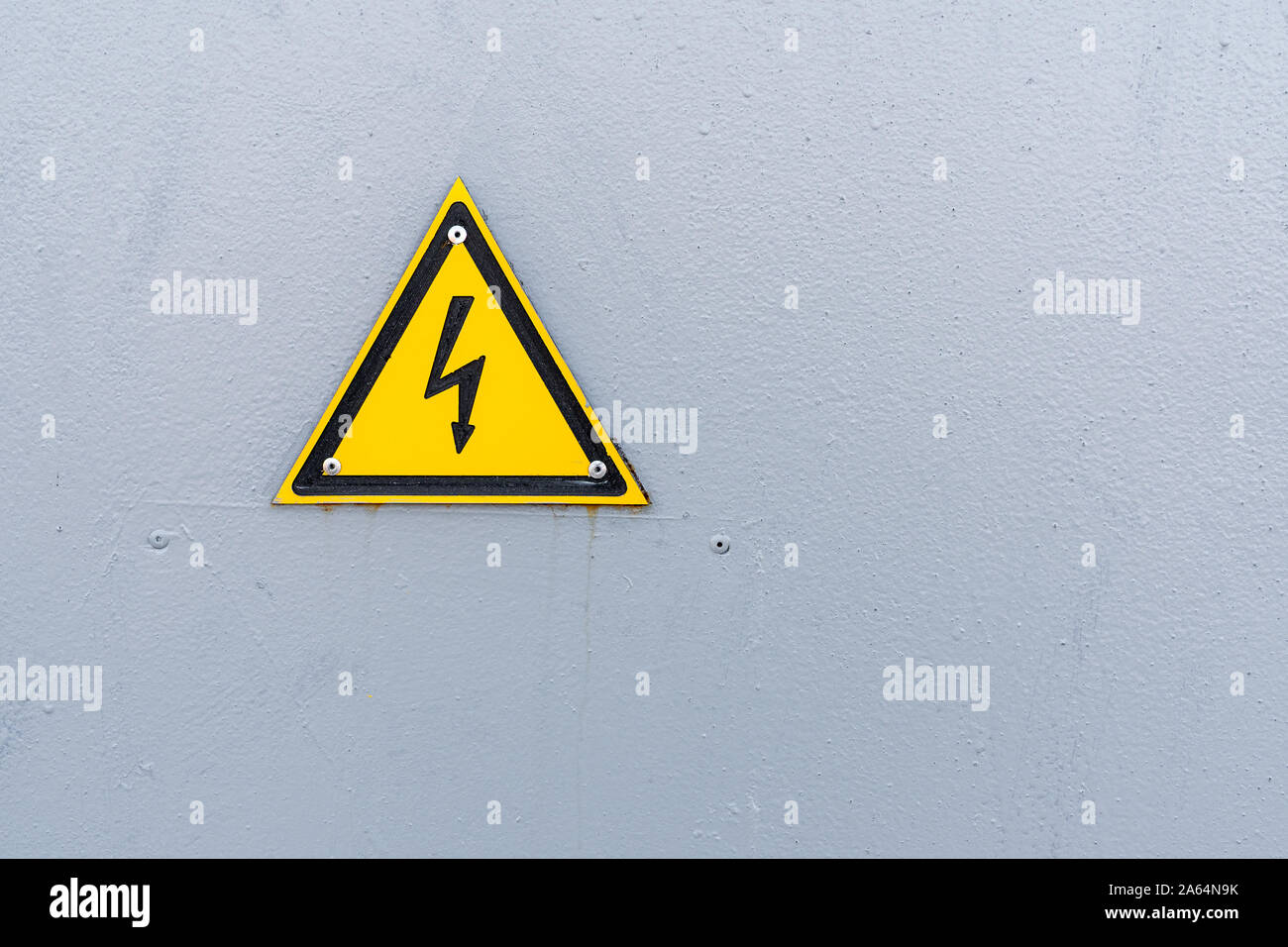High voltage warning sign on high-voltage substation Stock Photo - Alamy