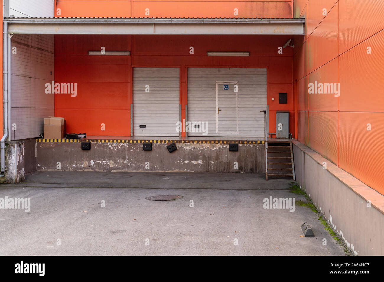 Storage door for unloading cargo, can be used as industrial background ...