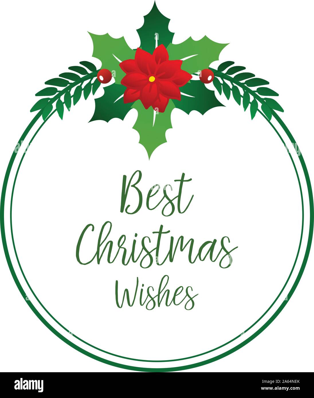 Lettering of best christmas wishes, with shape design of red flower ...
