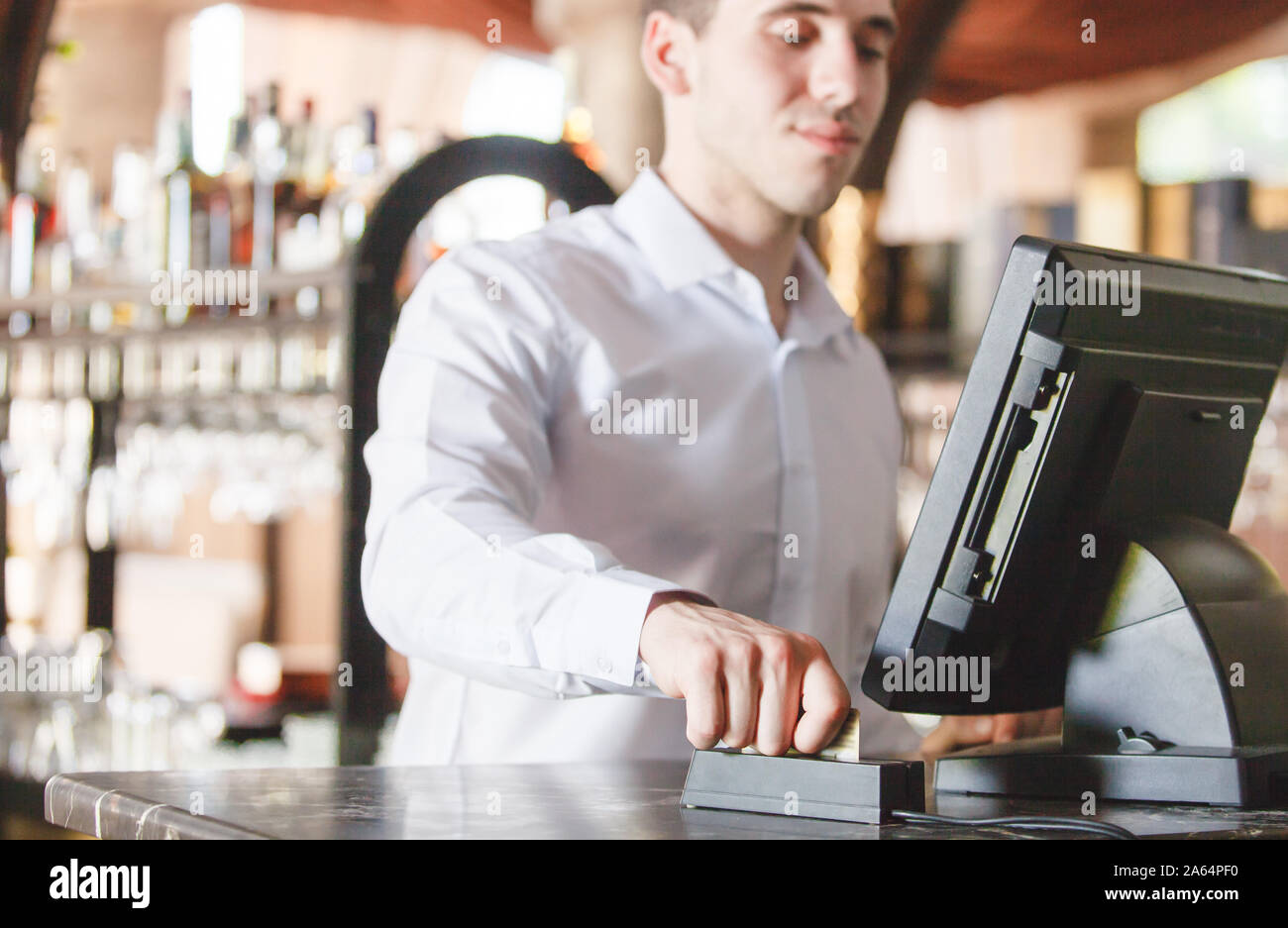Hand Swiping Credit Card In Store Stock Photo - Alamy