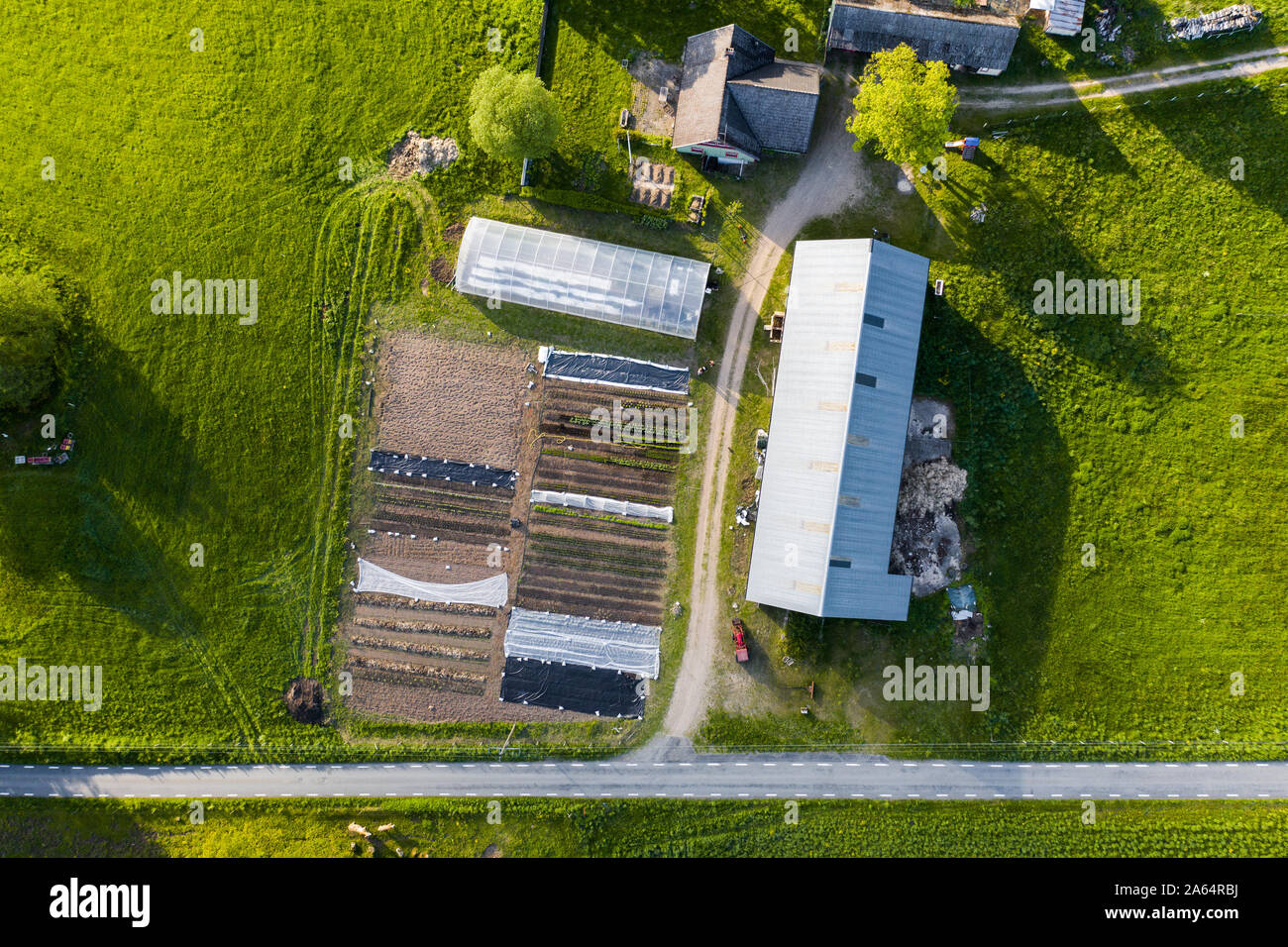 aerial view of ecological farm Stock Photo - Alamy