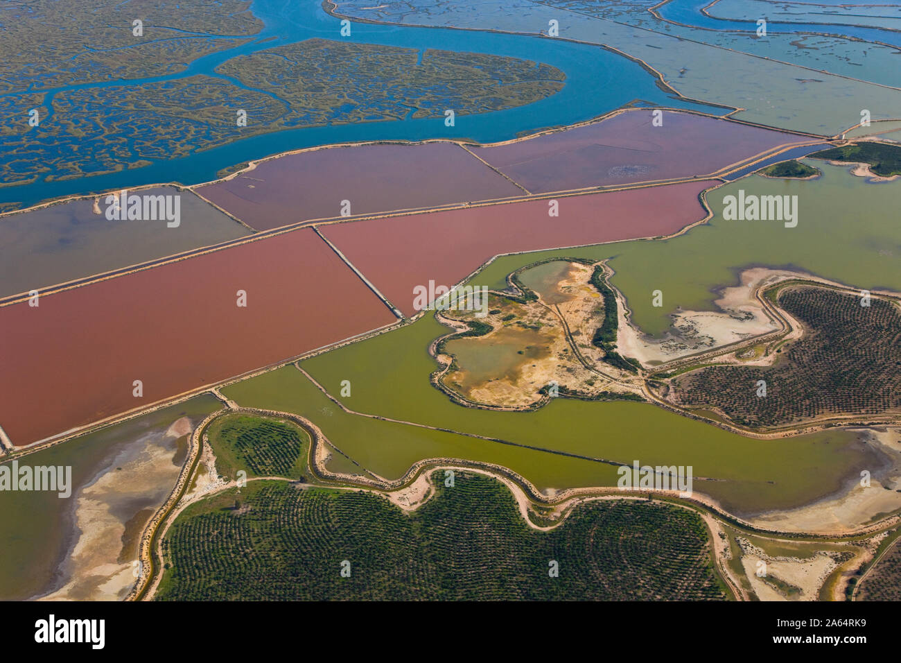 Salt evaporation pond, Odiel marshes Biosphere Reserve. Huelva province ...