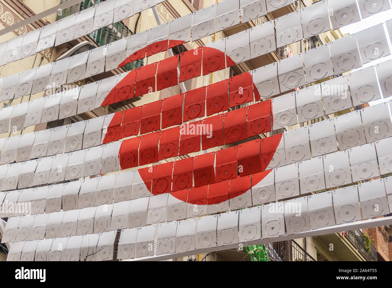Japanese flag decoration in barcelona traditional party Stock Photo - Alamy