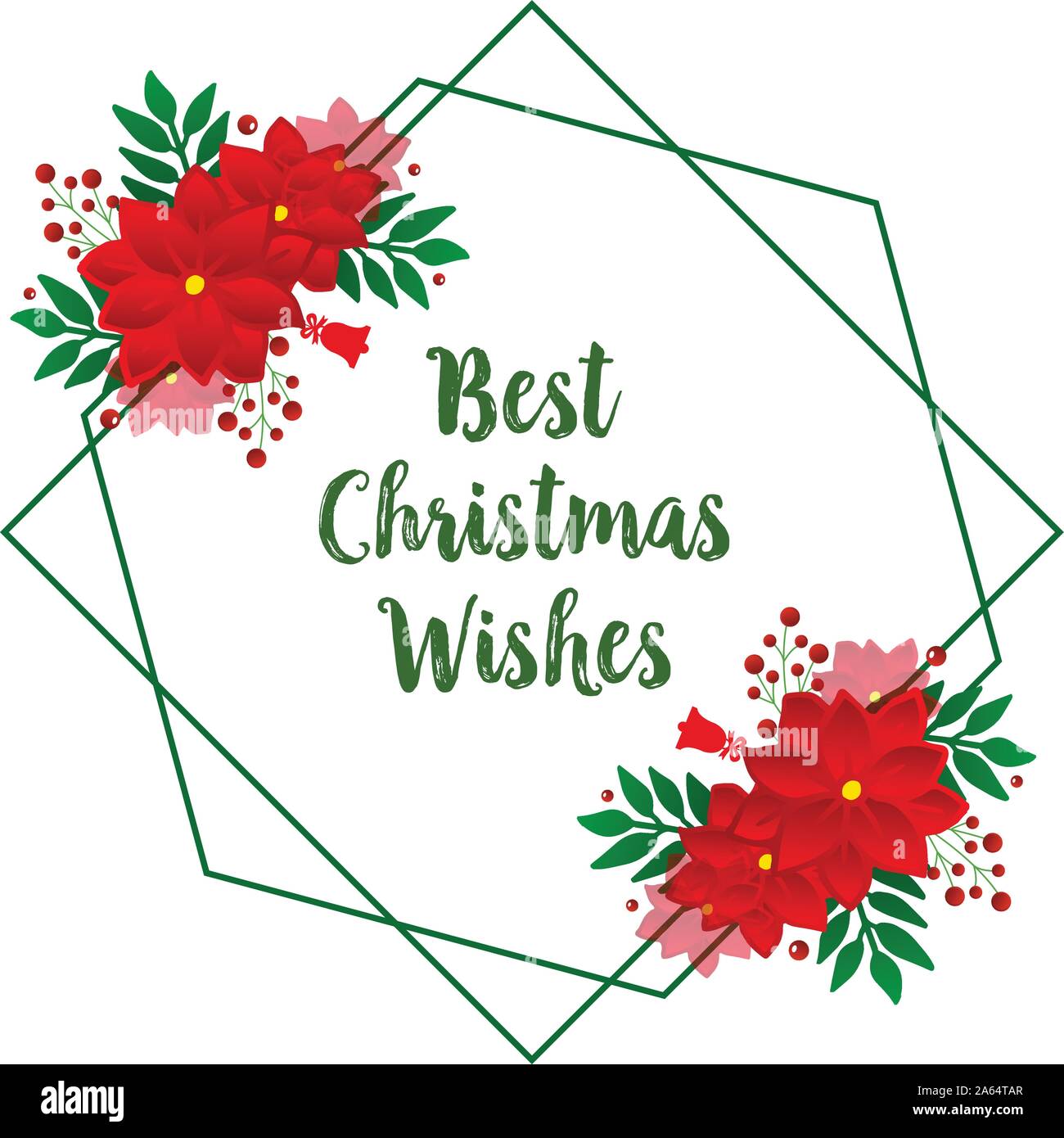 Simple card of best christmas wishes, with decor of red flower frame ...
