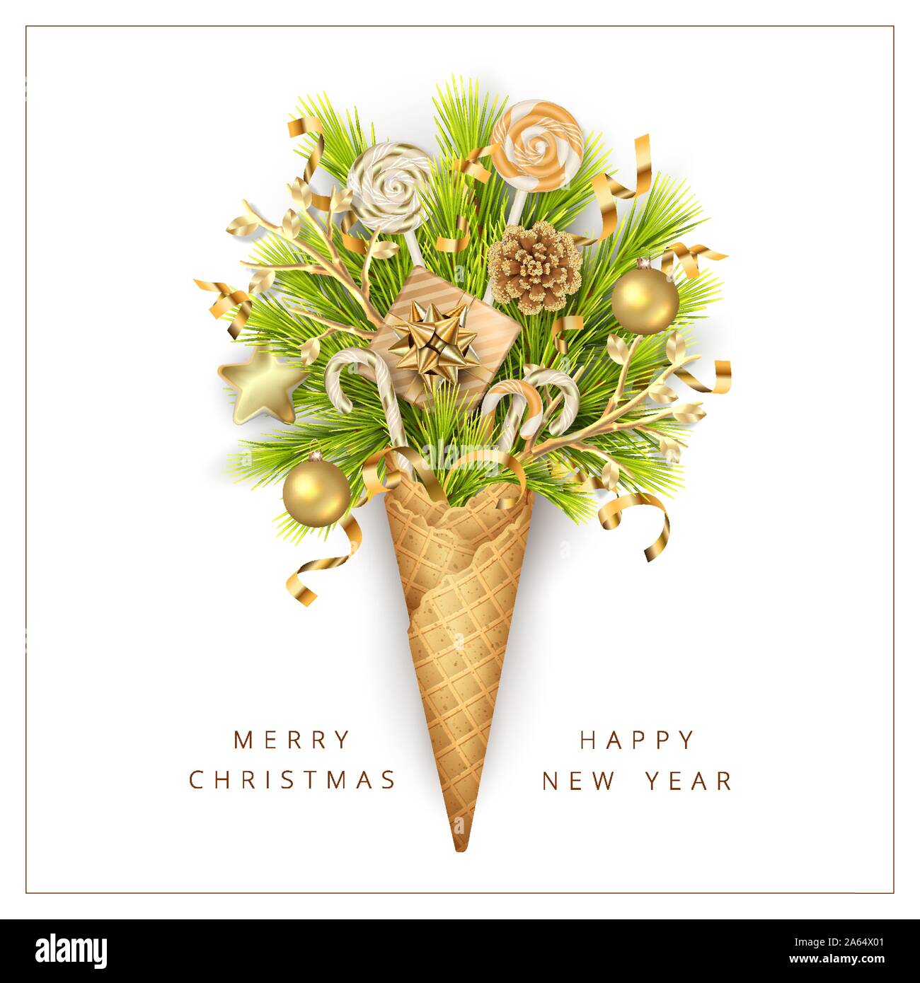 Gold foil christmas tree Stock Vector Images - Alamy