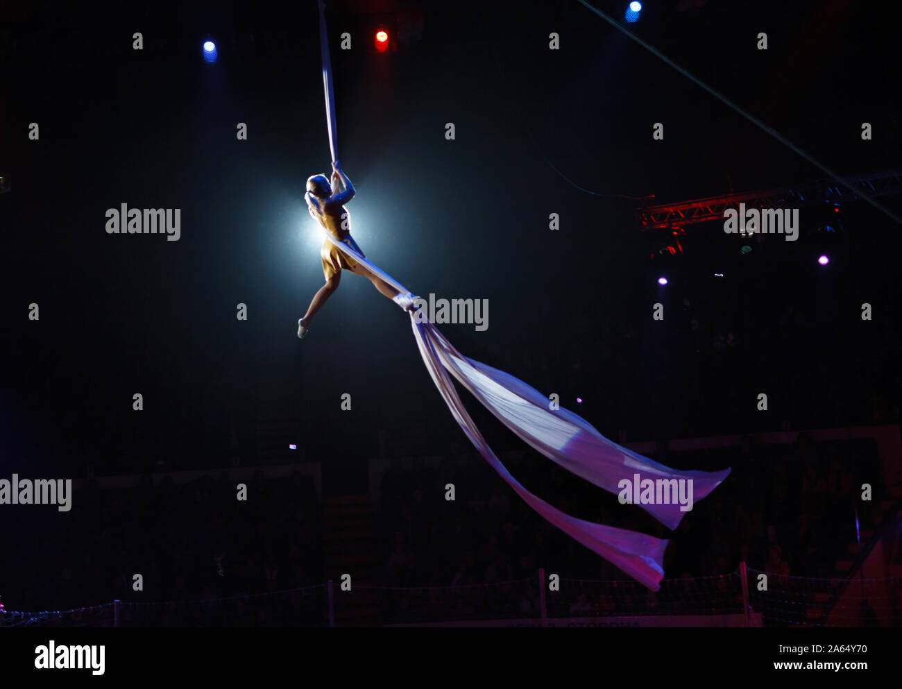 performance of air acrobats in the circus Stock Photo - Alamy