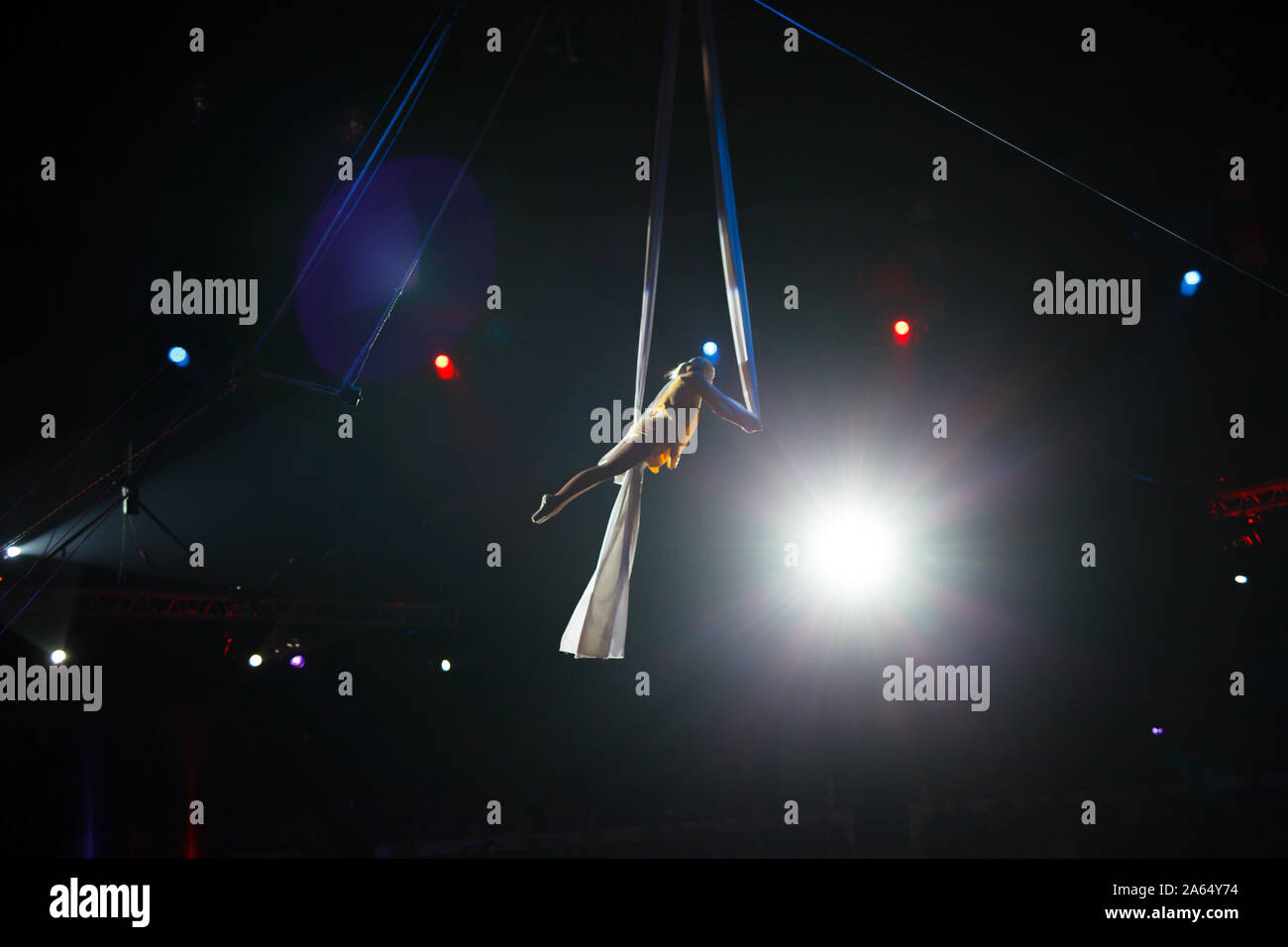 performance of air acrobats in the circus Stock Photo - Alamy