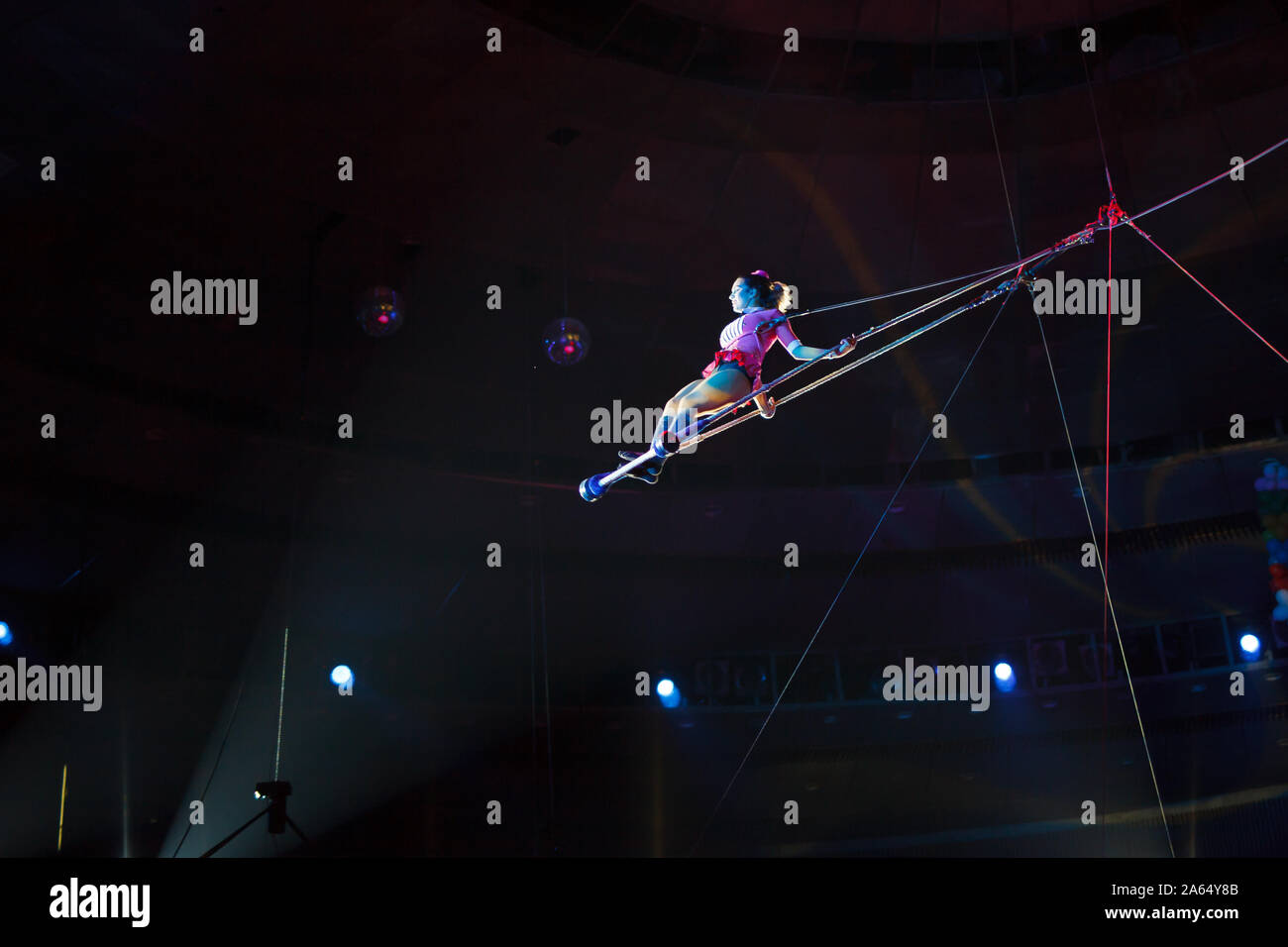 performance of air acrobats in the circus Stock Photo - Alamy