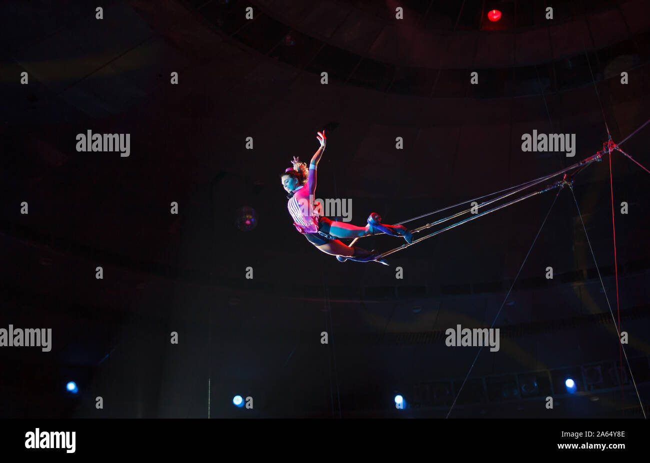 performance of air acrobats in the circus Stock Photo - Alamy