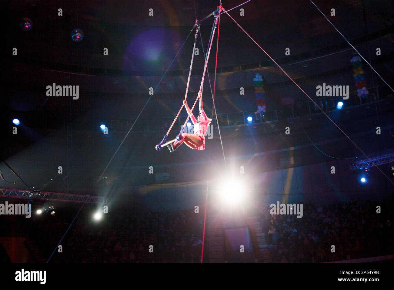 performance of air acrobats in the circus Stock Photo - Alamy