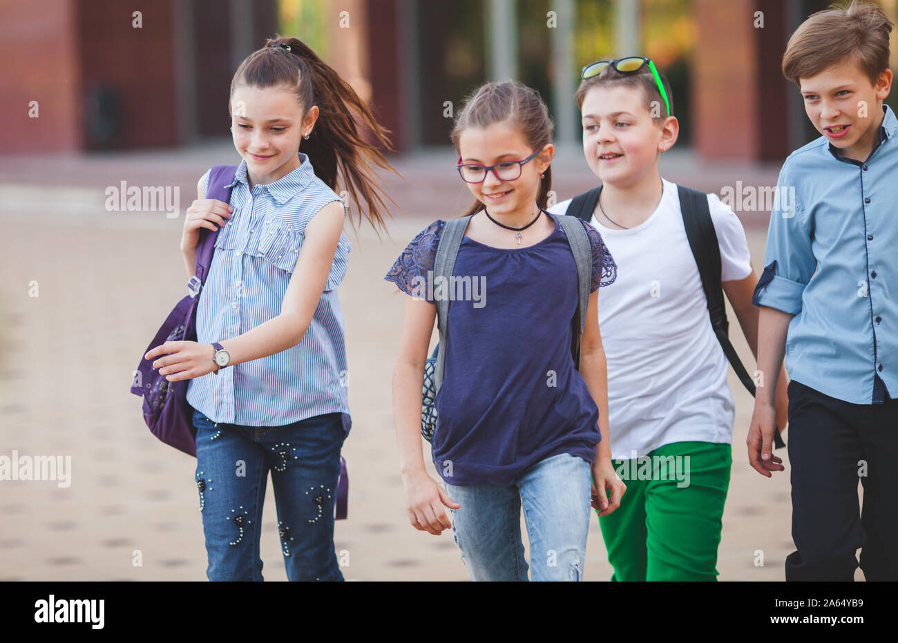 a group of children goes to college Stock Photo - Alamy