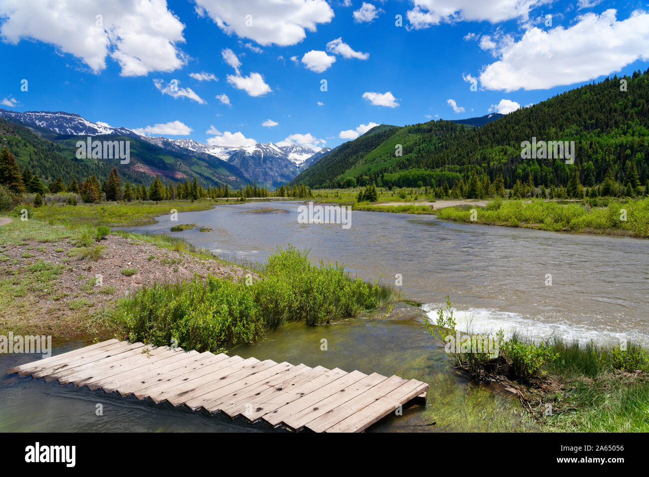 San Miguel River near Telluride, Colorado along the San Juan Skyway ...