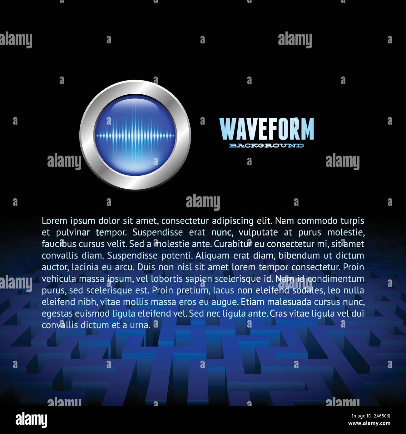 Silver button with sound wave sign over the maze Stock Vector Image ...