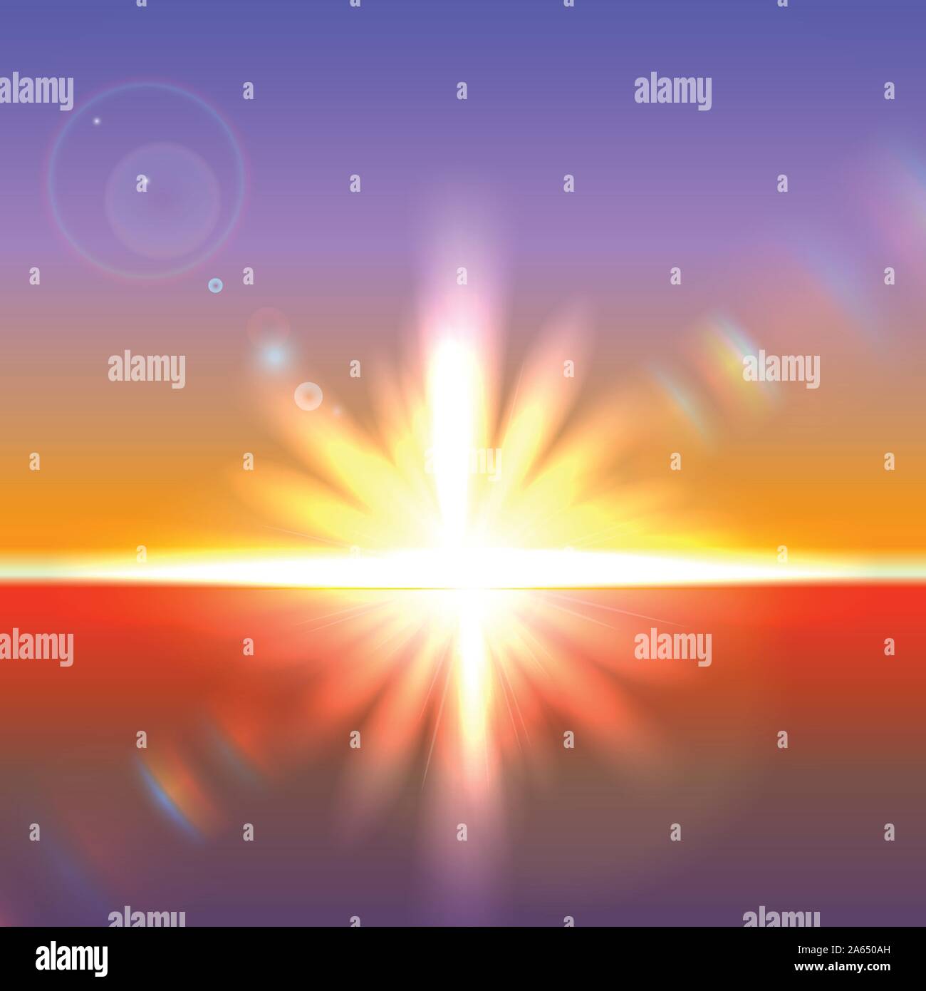 Vector sun over horizon with lens flares Stock Vector Image & Art - Alamy