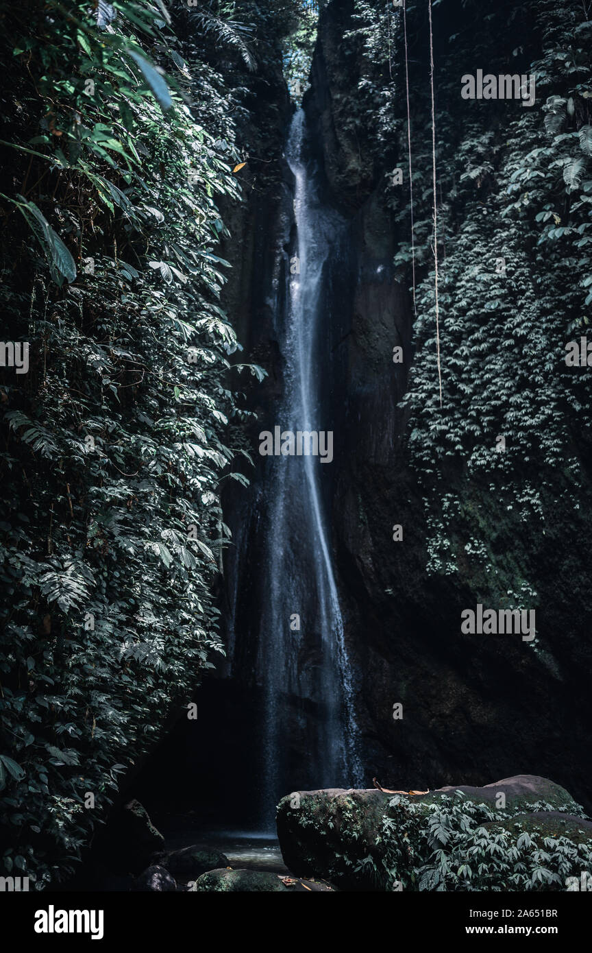 Beautiful Air Terjun Leke Leke waterfall located in Ubud at Bali island ...