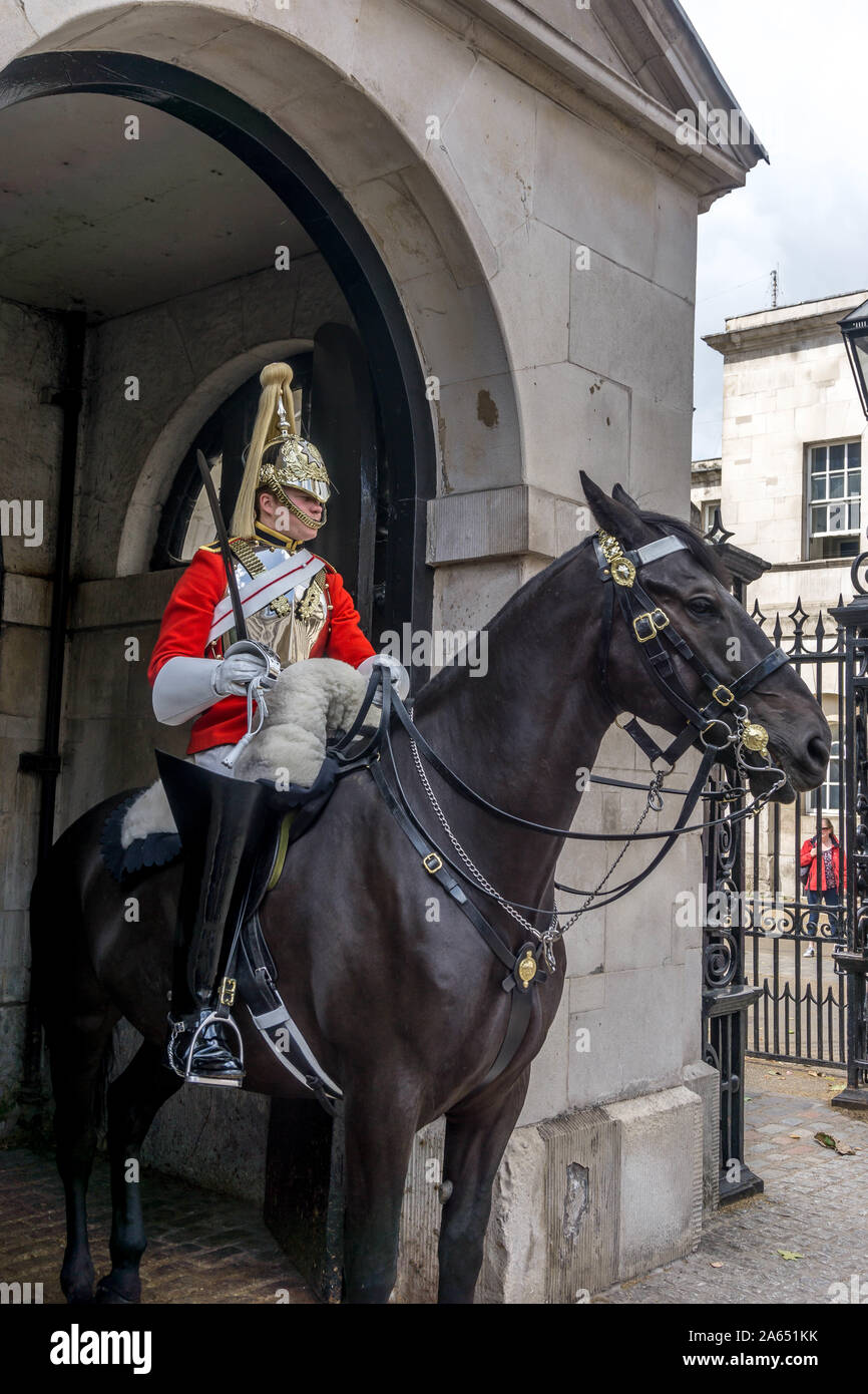 Mounted Queen's Life Guard of the Household Cavalry, Whitehall, London ...