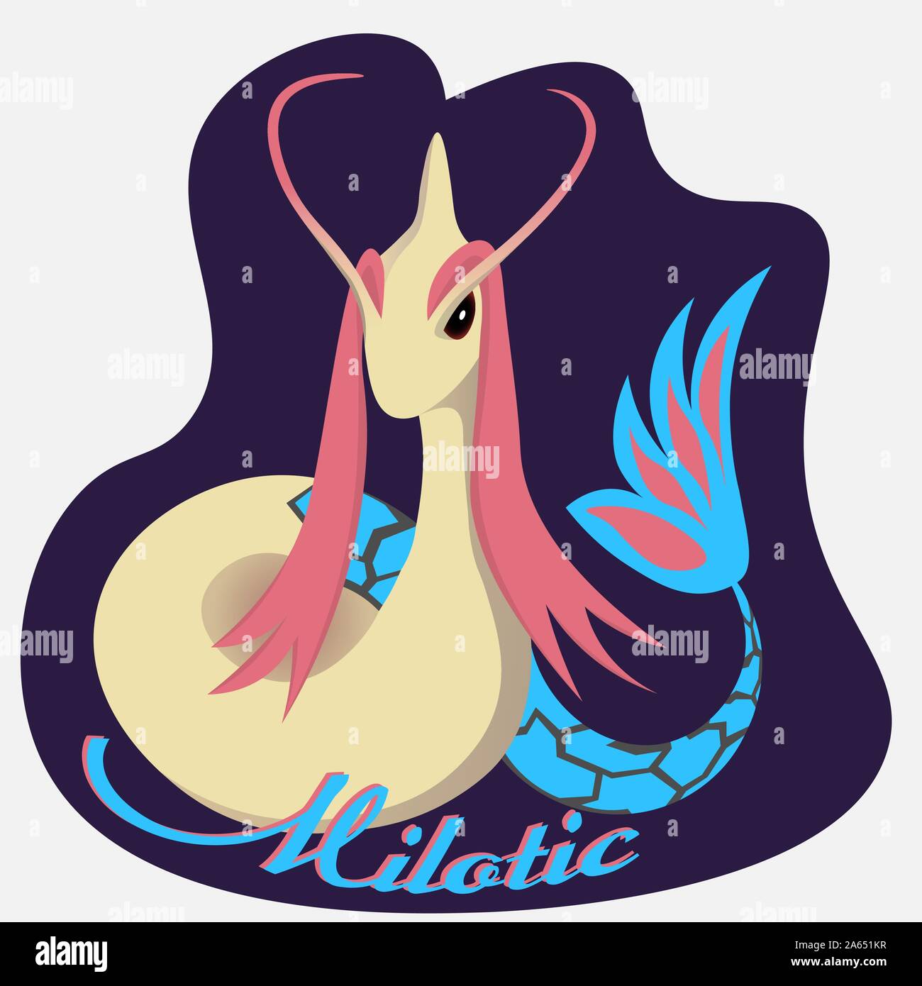 art pokemon go sea dragon milotic logo on ultraviolet background Stock ...