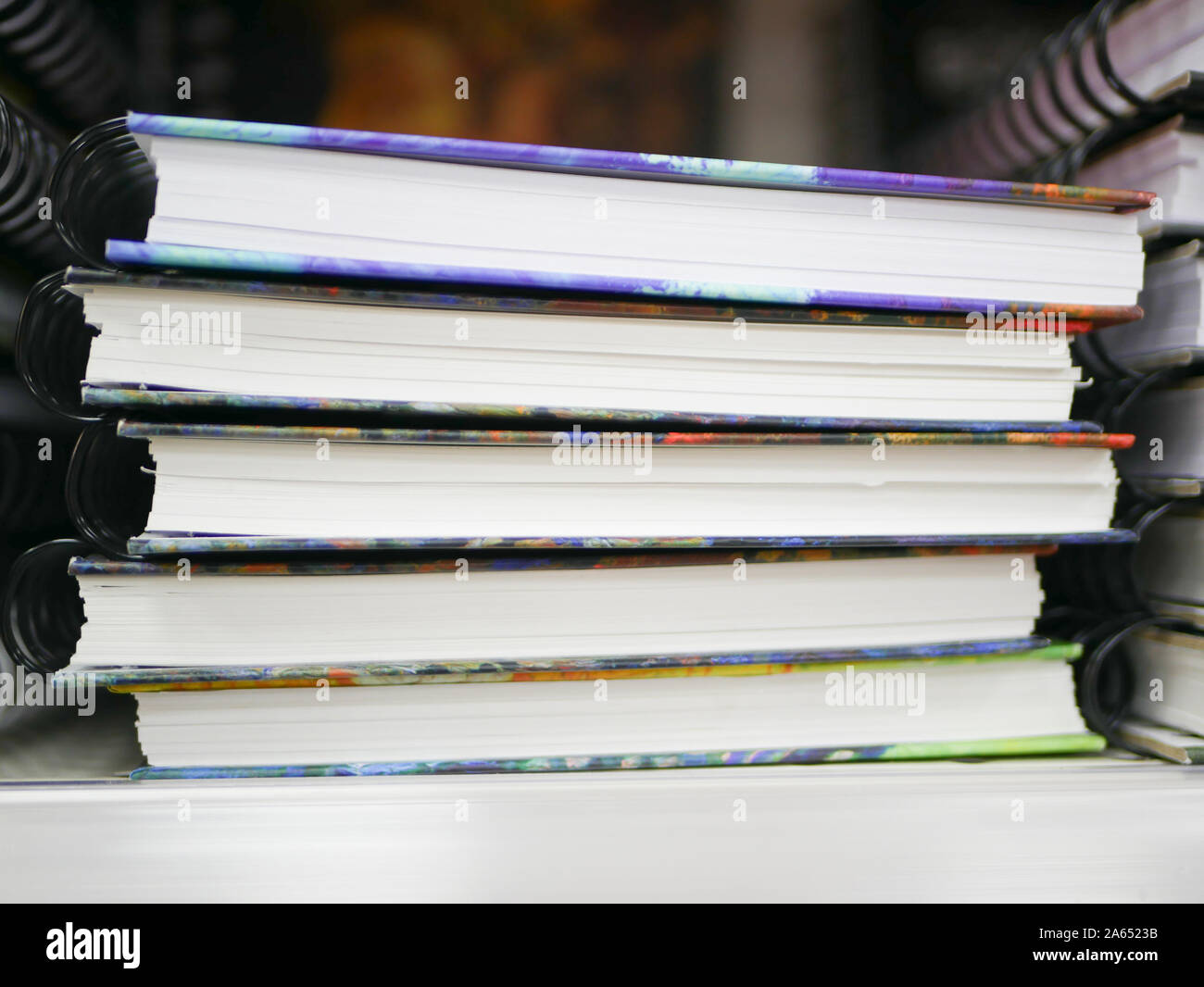 stack of notebooks. Stack of notebooks background, in office for ...