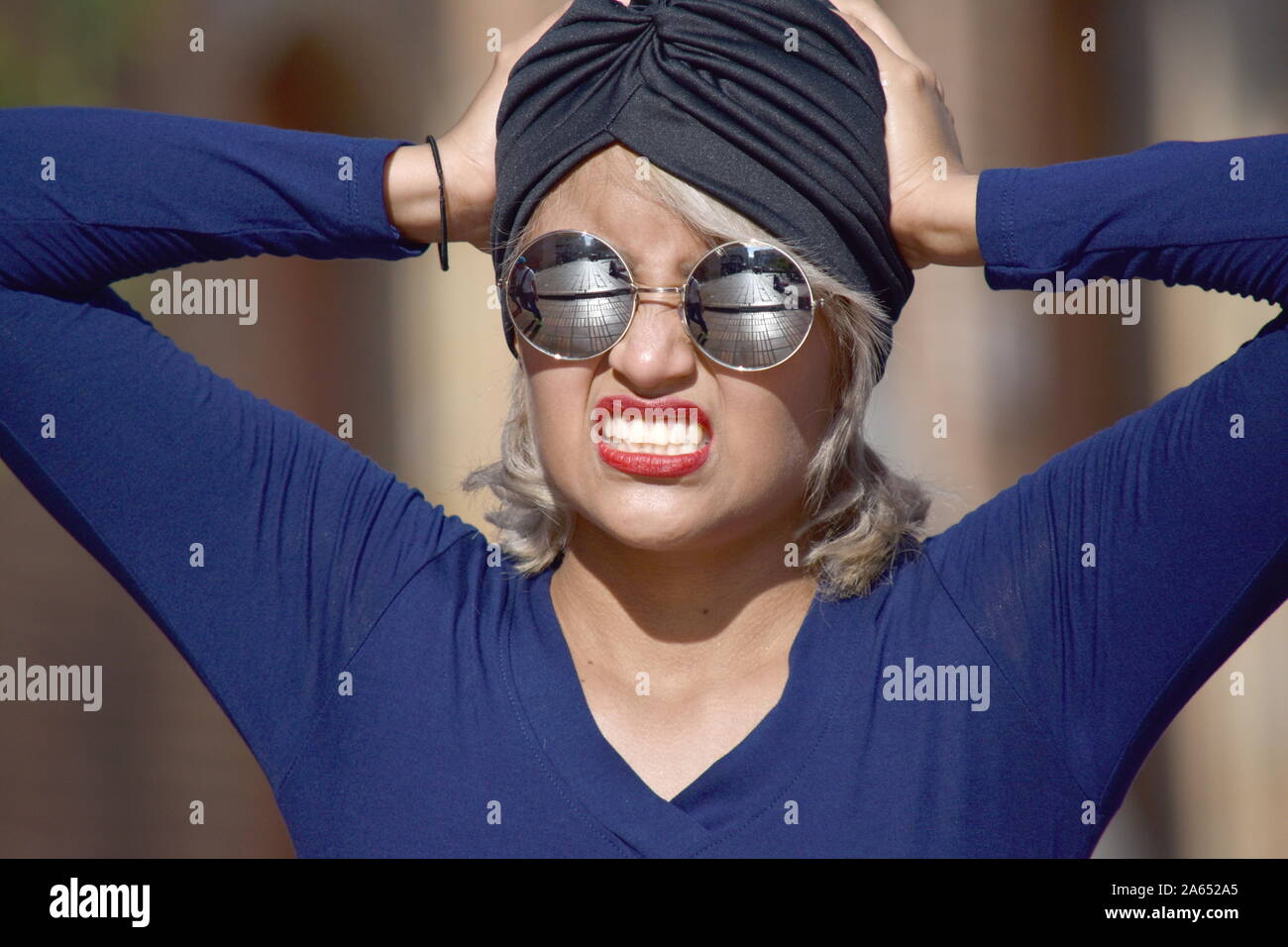 Stressful Attractive Muslim Female Islamic Woman Wearing Turban Stock ...