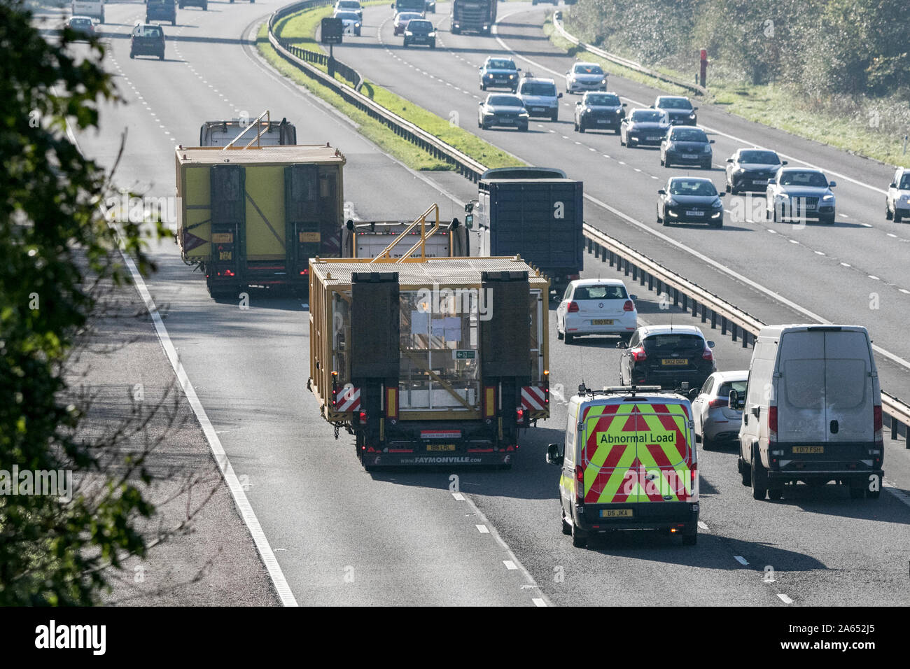 Vehicle Escort, Wide Load vehicles traveling on the M6 motorway near ...