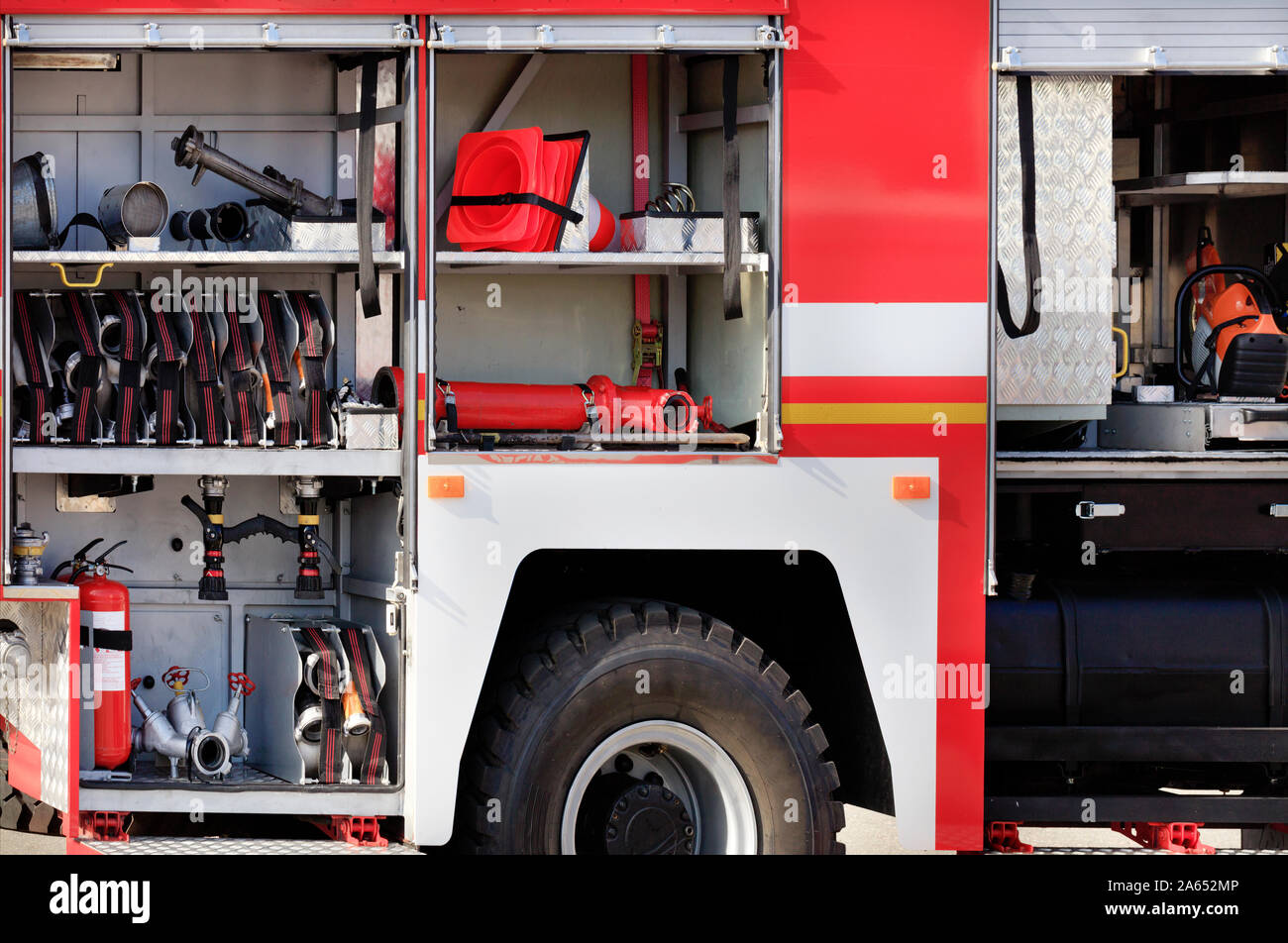 Fire hoses, valves and cranes, transport cones, manual fire ...