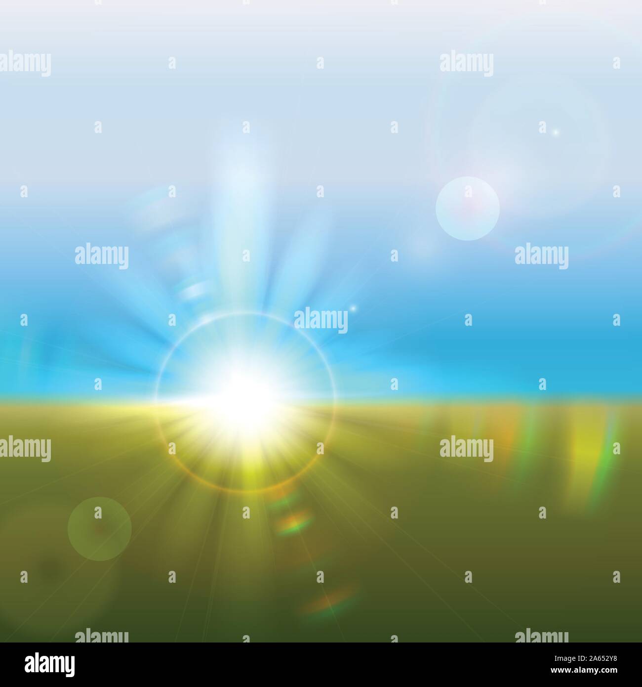 Vector sun over horizon with lens flares Stock Vector Image & Art - Alamy