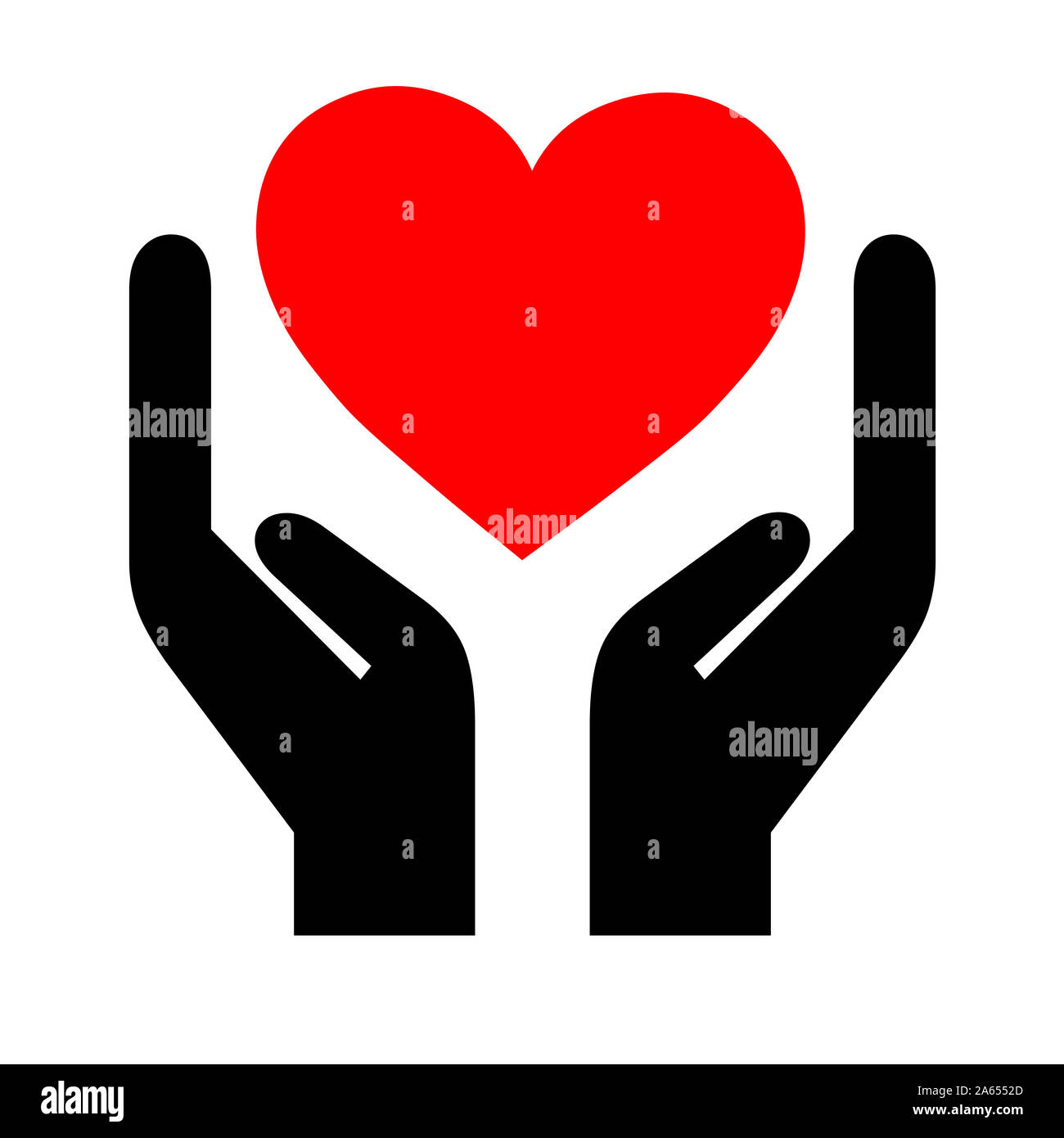 Empty hands receiving red heart icon Stock Photo - Alamy