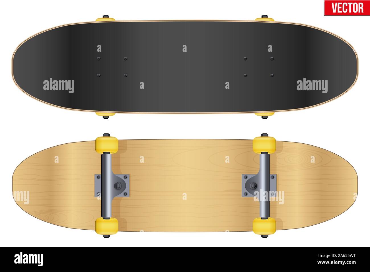 Set of Classic skateboard models. Top and bottom view. Urban sport ...