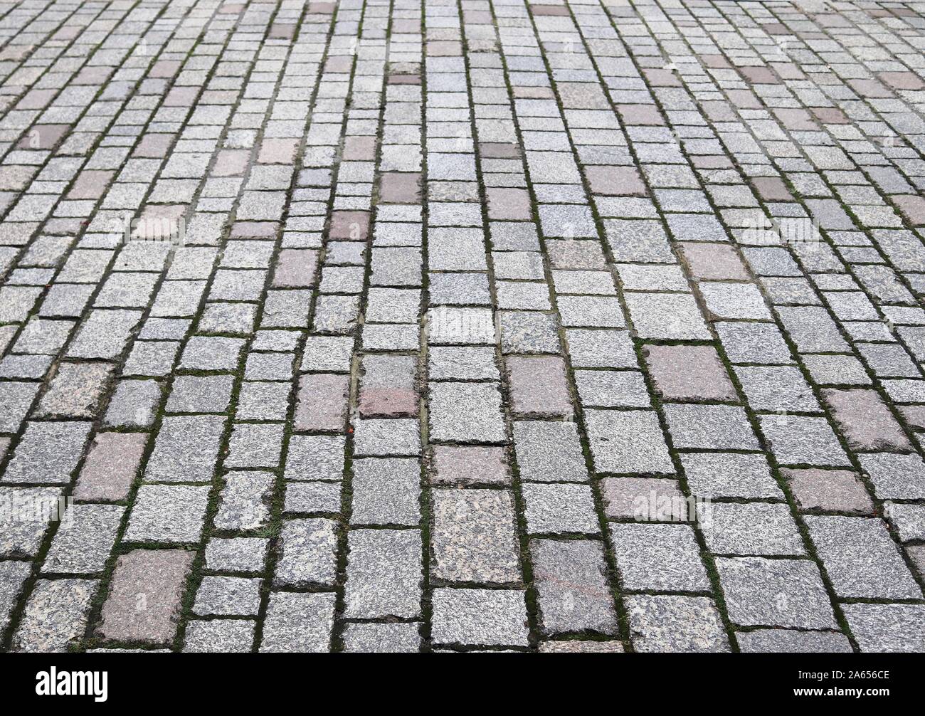 Highly detaled close up view on cobblestone textues with perspective in ...