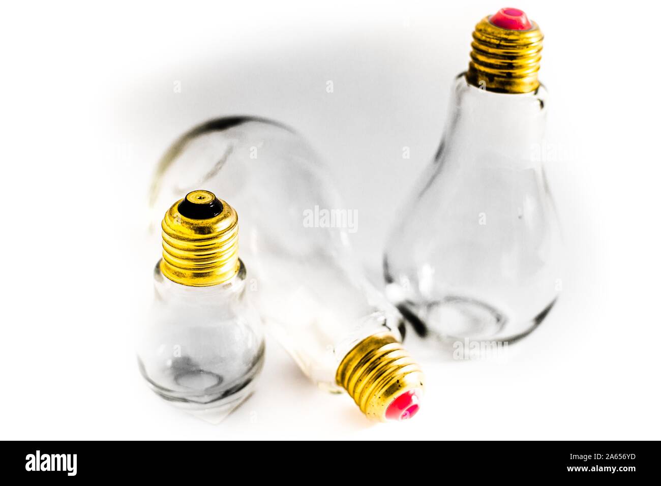 Light bulb shaped clear cocktail glasses on white background Stock ...