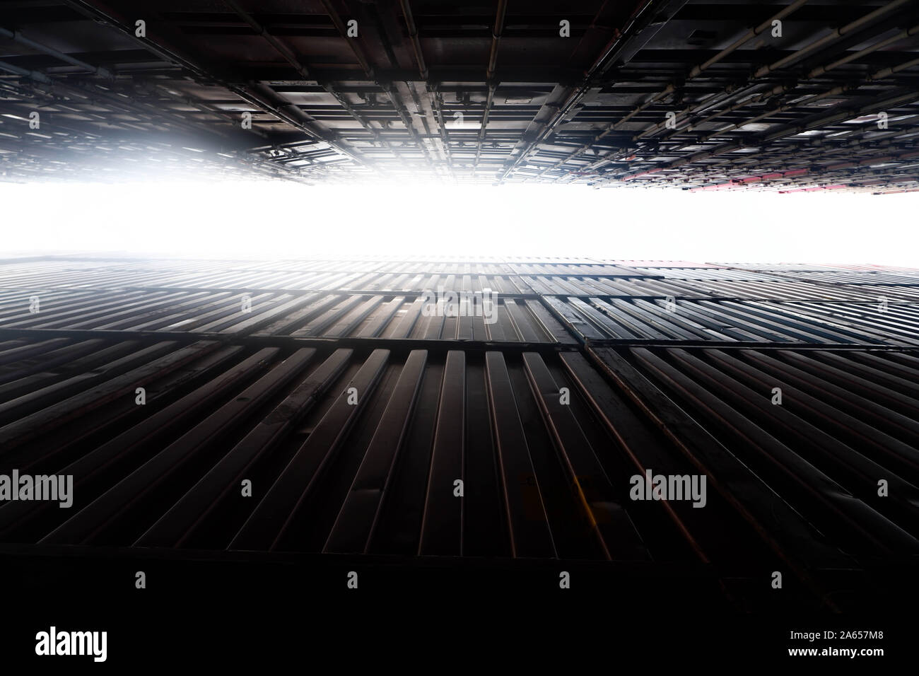 Front view of container stack Shining end Stock Photo - Alamy