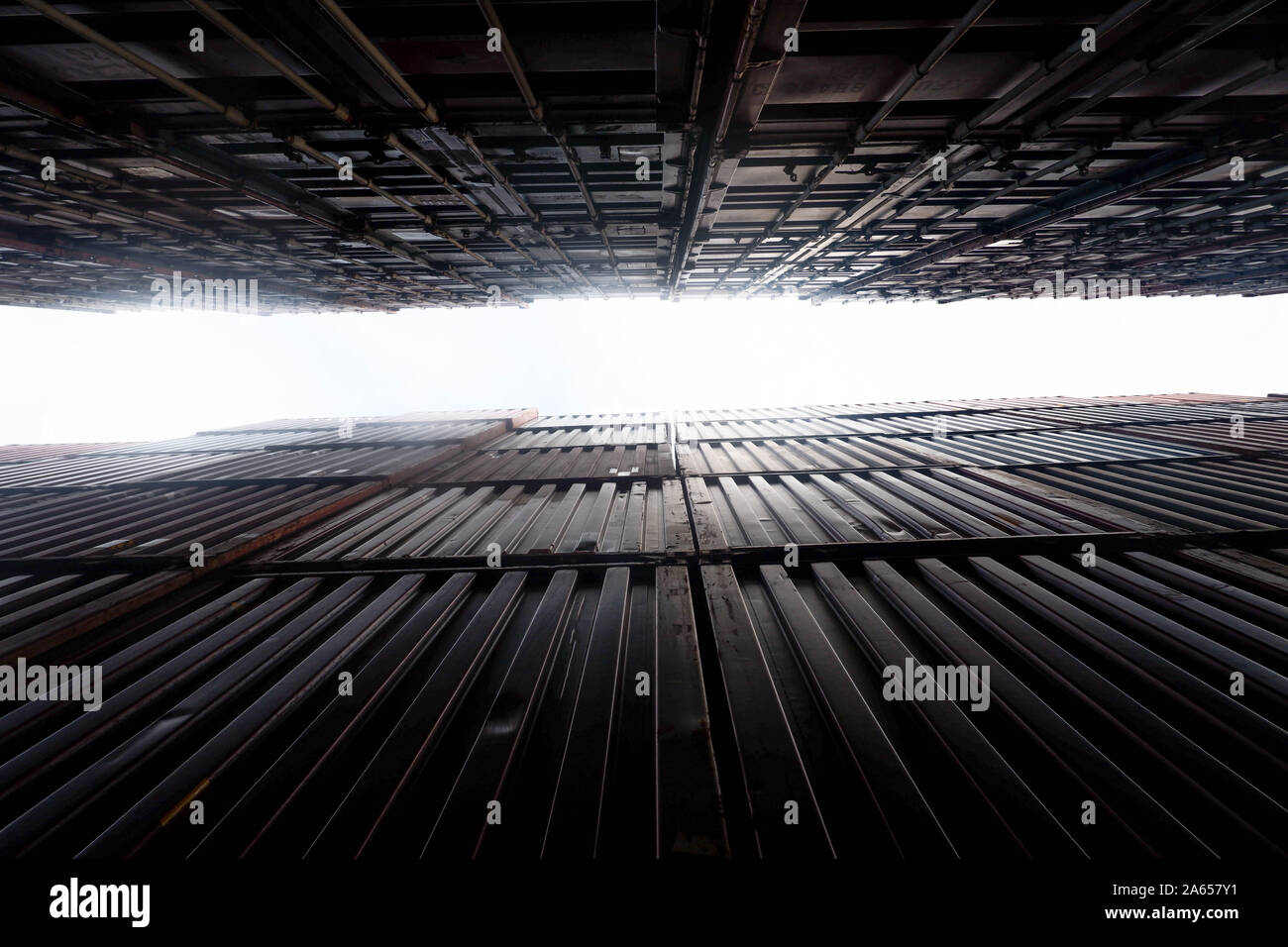 Front view of container stack Shining end Stock Photo - Alamy