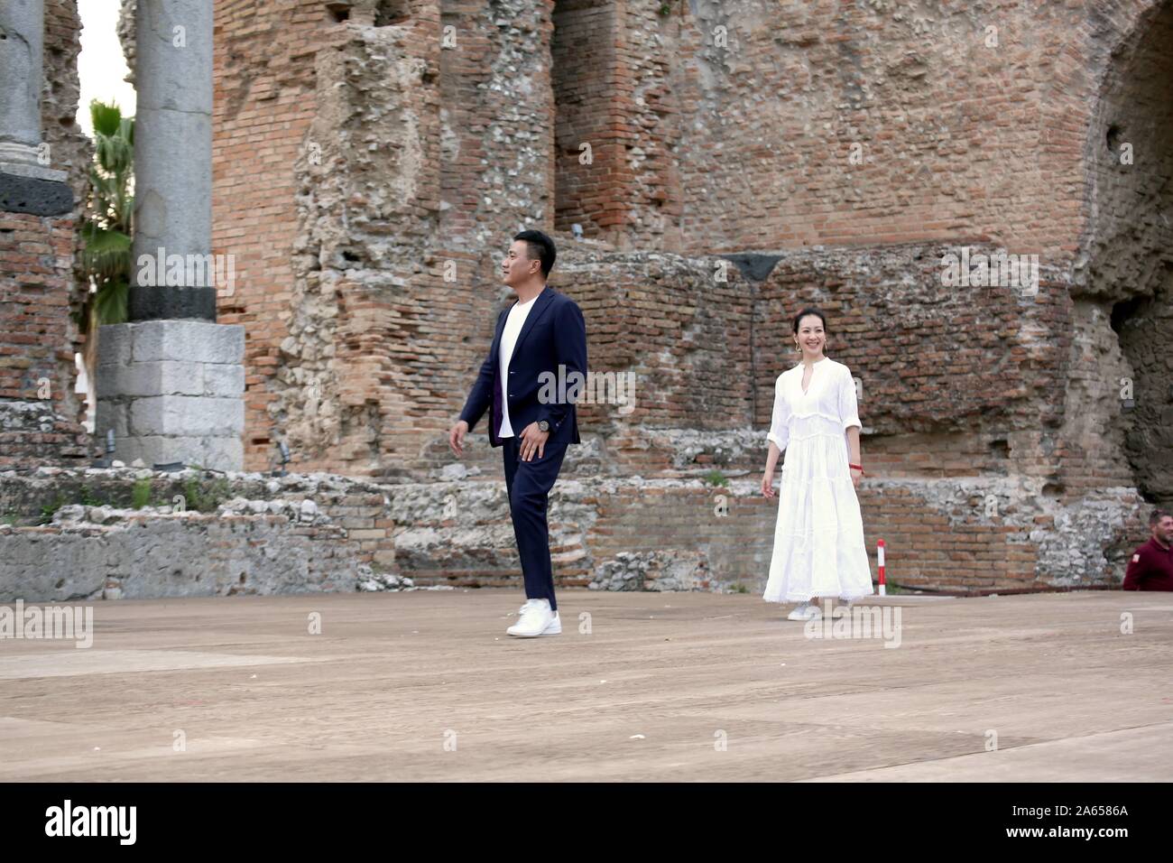 Taormina, Italy. 23rd Oct, 2019. Taormina: Hu Jun in Taormina with the ...